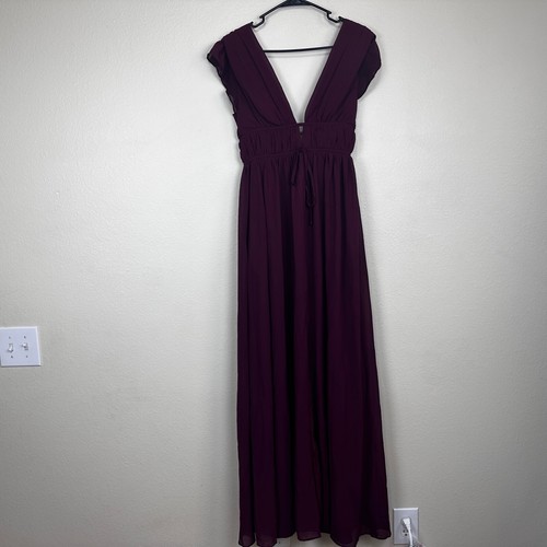 Lulus Long Flowy Maxi Dress Size S Maroon Burgundy Red I’m All Yours ...