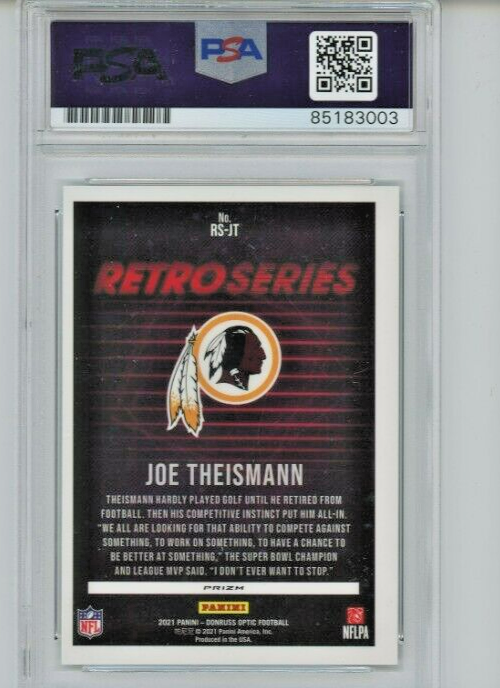 JOE THEISMANN AUTO 10 PSA/DNA Silver Holo Prizm 2021 Donruss Optic ...