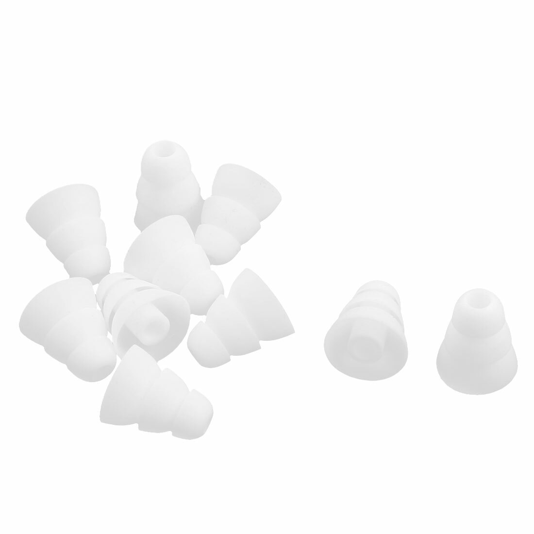10 Pcs White Silicone 15mm High Triple Flange In Ear Earbud Ear Buds ...