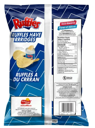 Ruffles Regular Potato Chips, 200g (Imported from Canada) (4 Pack) | eBay