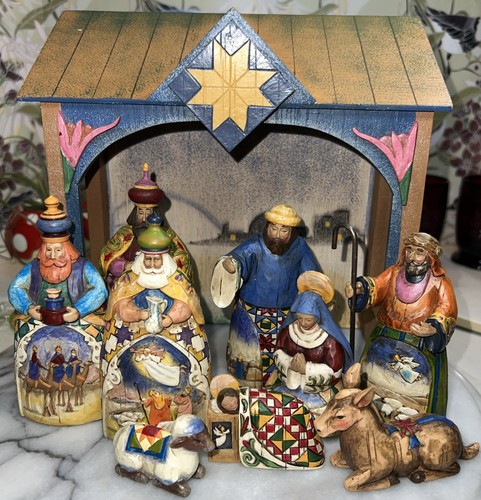 Jim Shore Mini Nativity Scene Heartwood Creek Christmas 10 Pc Set 2004 ...