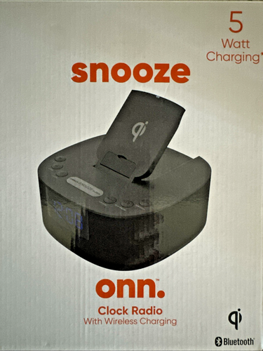 onn. Alarm Clock Radio with Snooze Bluetooth and Wireless Charging ...