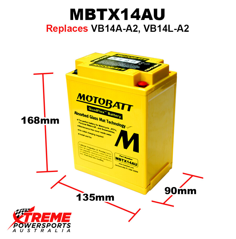 Motobatt 12V 210CCA MBTX14AU Honda XRV650 AFRICA TWIN 88-90 Motobatt ...