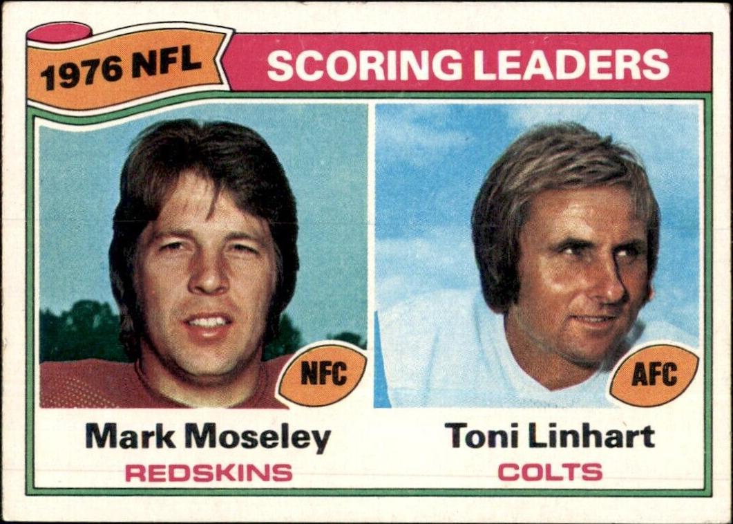 1977 Topps - League Leaders Mark Moseley, Toni Linhart #4 Mexican for ...