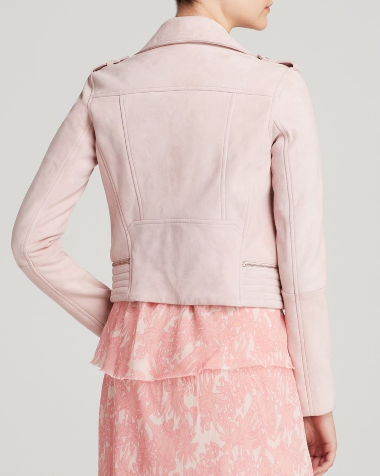 MAJE ladies Basalt Suede Biker Jacket Sz 40- Pale Pink - | eBay