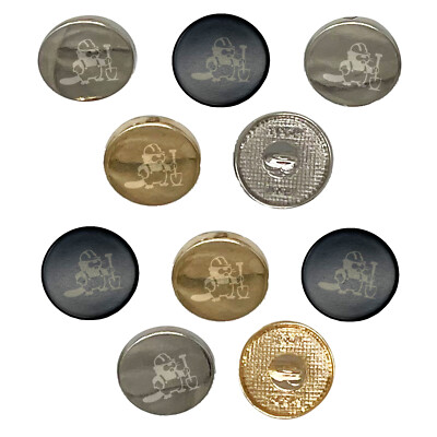 Construction Worker Beaver Shovel Hard Hat 0.6" Round Metal Buttons ...