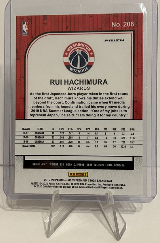 Rui Hachimura 2019-20 NBA Hoops Premium Stock Flash Rookie RC CARD#206 ...