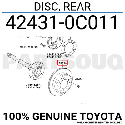 424310C011 Genuine Toyota DISC, REAR 42431-0C011 | eBay