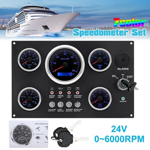 5 Gauge Set with Instrument Panel 0-6000RPM 24V Tachometer For Marine ...