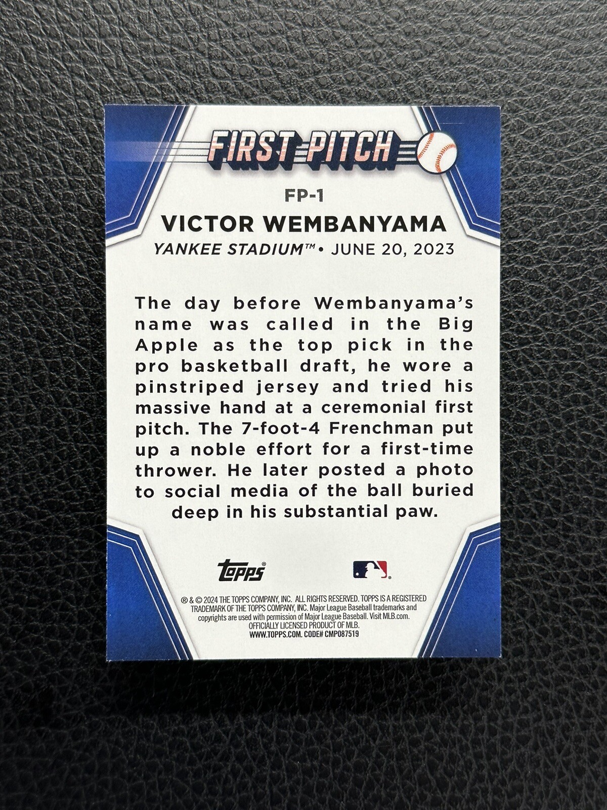 VICTOR WEMBANYAMA 2024 Topps Series 2 #FP-1 Yankees Spurs Wemby First ...