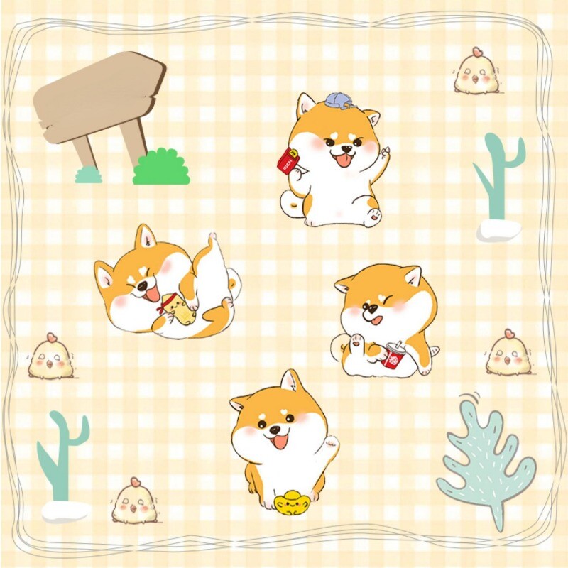 4PCS Cute Dog Livingroom Switch Surround Sticker Shiba Inu Wall Socket ...