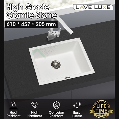 German Engineered White Granite Stone Single Bowl Laundry Kitchen Sink ...