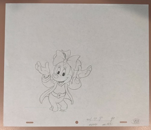 Minnie Mouse Original Production Drawing Disney Smiling with Hands Up ...