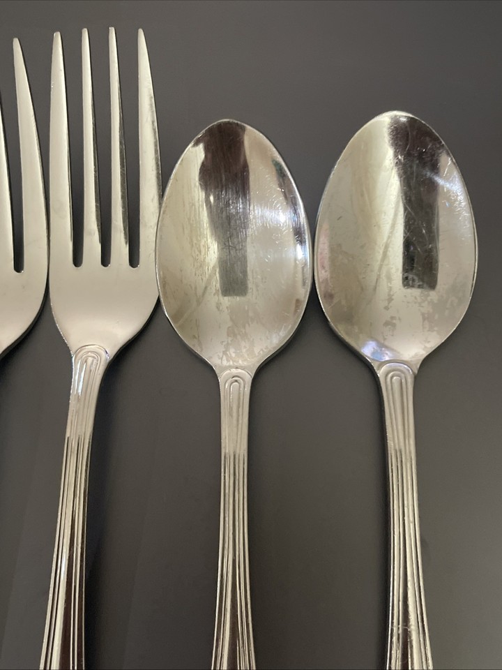 6 Piece Edward Don Euro Rim 18-8 Flatware Stainless Japan Knife Fork ...