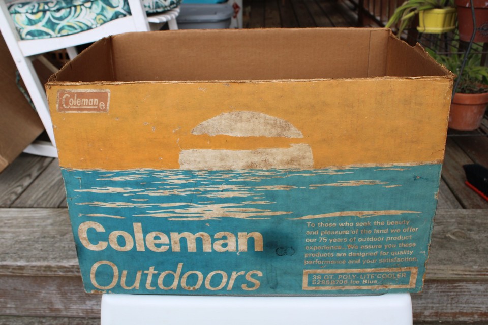Vintage Coleman Ice Cooler Blue White Lid Box Poly-Lite 38 Qt 5285B706 ...