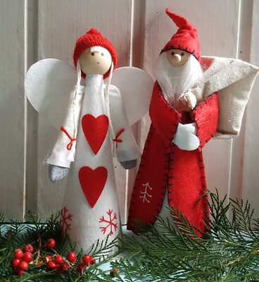 Scandi white felt ANGEL Nordic tree topper Christmas Fairy Gisela ...