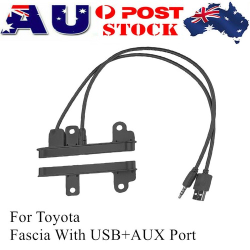 Car 2 DIN Fascia Facia Dash Kit Side Trims + Usb &3.5mm Aux Auxiliary ...