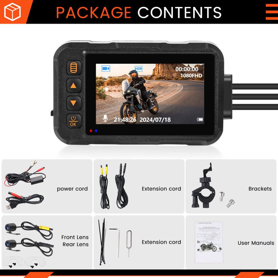 Motorcycle Dash Cam Photography HD Dual-lens Camera Cycle Vision ...