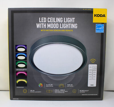 KODA 14” LED Ceiling Light with Mood Lighting with Motion Sensor and ...