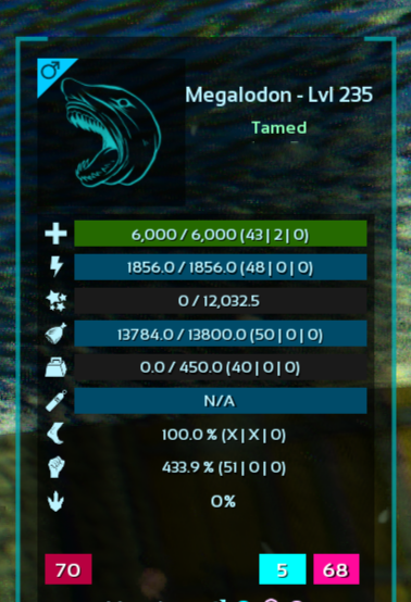 ARK Survival Ascended High Stats Galaxy Megalodon PC/XBOX/PS5 ASA Shark ...