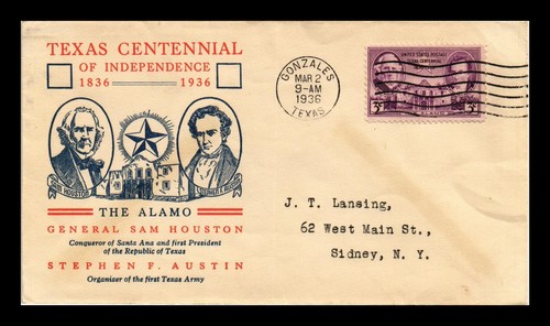 DR JIM STAMPS US COVER TEXAS CENTENNIAL FDC SCOTT 776 HOUSTON AND ...
