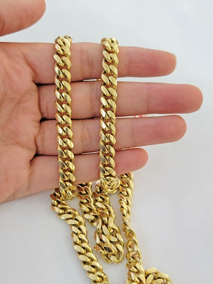 Real 14k Yellow Gold Chain 20 Inch Miami Cuban Link Necklace 7mm SOLID ...