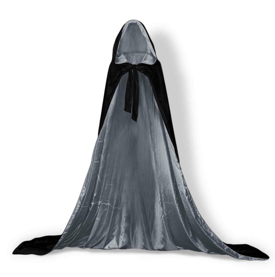 Velvet Hooded Cloak Gothic Vampire Wicca Robe Medieval Larp Cape ...