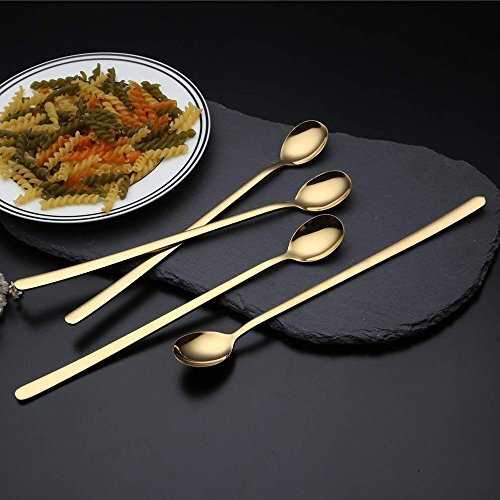 Long Handle Spoon 9.25inch Stainless Steel Iced Teaspoon Titanium ...