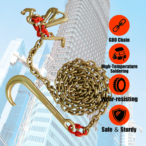 2PCS Flatbed Truck Rollback G80 5/16" X 10FT Transport Tow Chain J ...