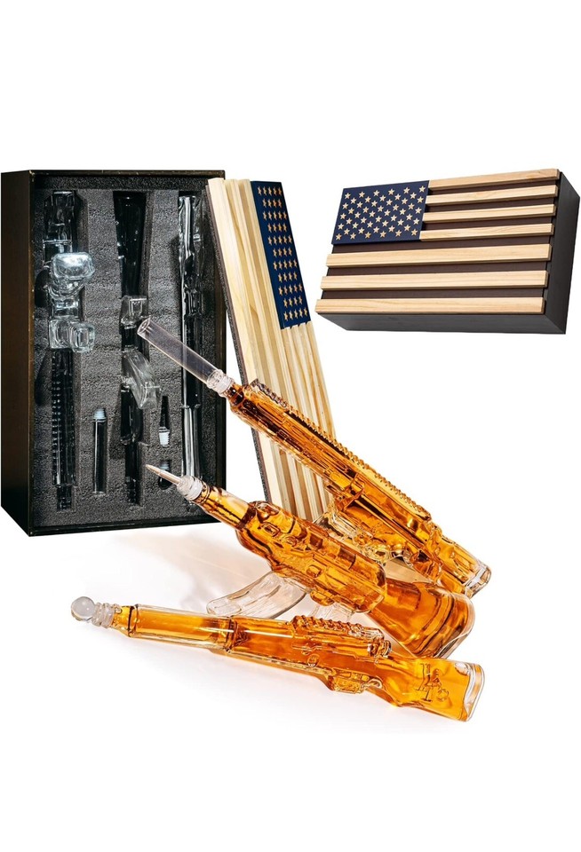 3 Gun Whiskey Decanters Set AR15, AK47, & Rifle Gun Decanter 1000Ml by ...