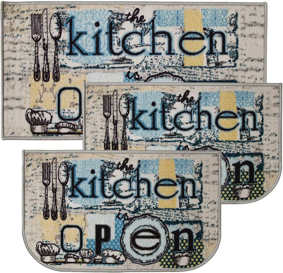 3pc Kitchen Area Rug Floor Mat Carpet Set Home Decorative Food Beverage ...