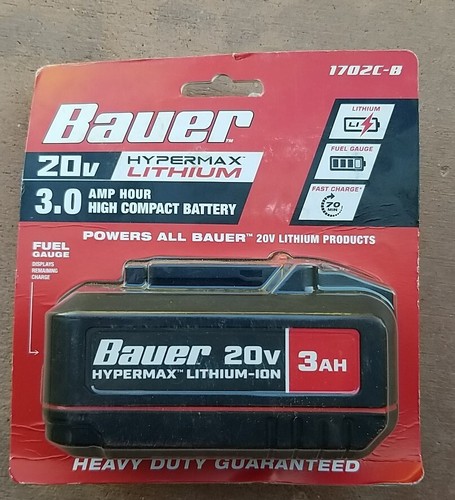 Bauer 1702C-B 20V HyperMAX Lithium 3.0 AMP Hour High Compact Battery ...