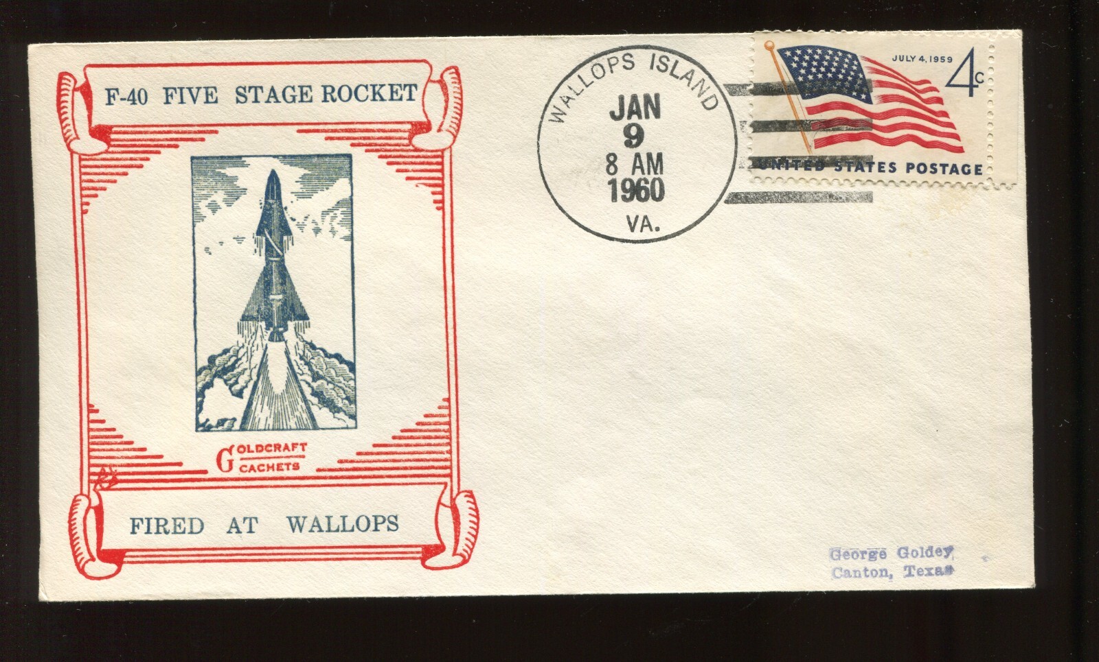 JAN 9 1960 F-40 FIVE STAGE ROCKET LAUNCH GOLDCRAFT COVER (LV 950) | eBay