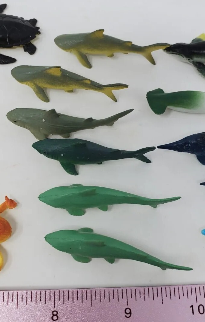 Lot of 2" Shark Swordfish Whale Ocean Figures Toy Plastic Play or ...