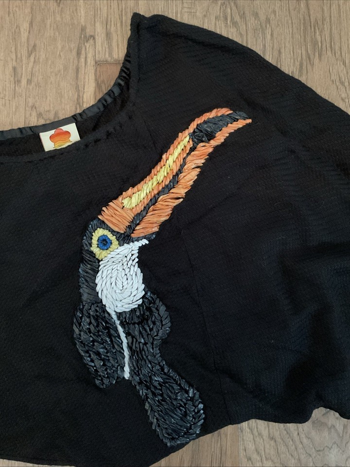 NWT Farm Rio One-Shoulder Tropical Embroidered Toucan Top Sz MEDIUM HTF ...