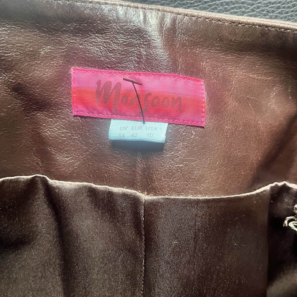 Vintage brown leather skirt Monson Real leather size: 14 | eBay UK