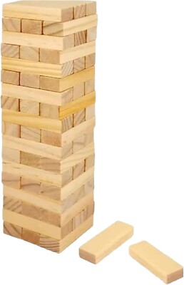 54Pcs Wooden Tumbling Tower Stacking Game Fun Blocks Classic Building ...