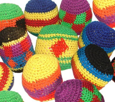 6 KICK BALLS WOVEN HACKY SACK FOOT BALLS BAGS HACKEY PARTY SUPER FAST ...