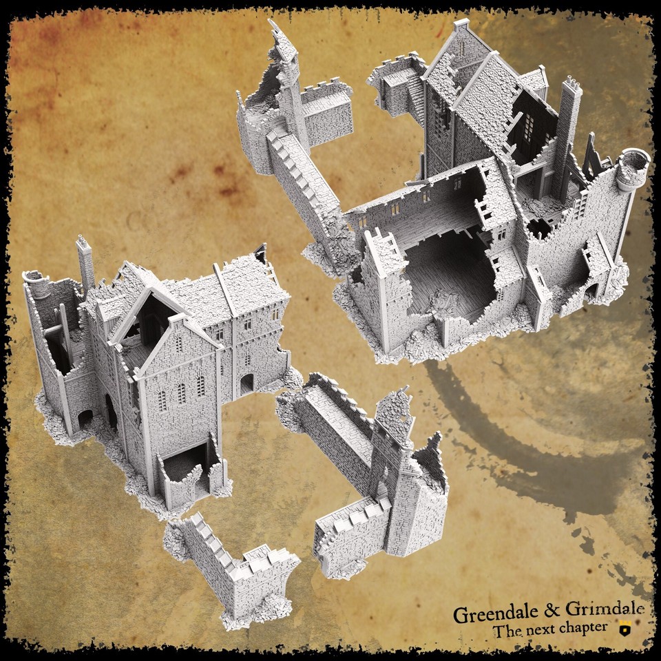 Grimdale Fortified Manor Keep 28mm Ruined Castle Terrain D&D Warhammer ...