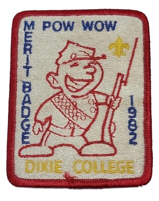 VINTAGE BSA DIXIE COLLEGE OA 1982 POW WOW MERIT BADGE POCKET PATCH RARE ...