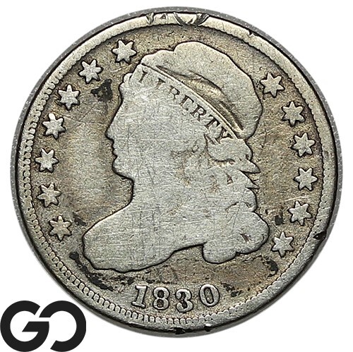 1830 Capped Bust Dime, Choice VG Scarce Early Date Coin | eBay