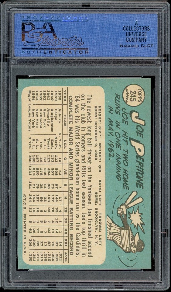 1965 Topps Baseball #245 Joe Pepitone PSA 8 | eBay