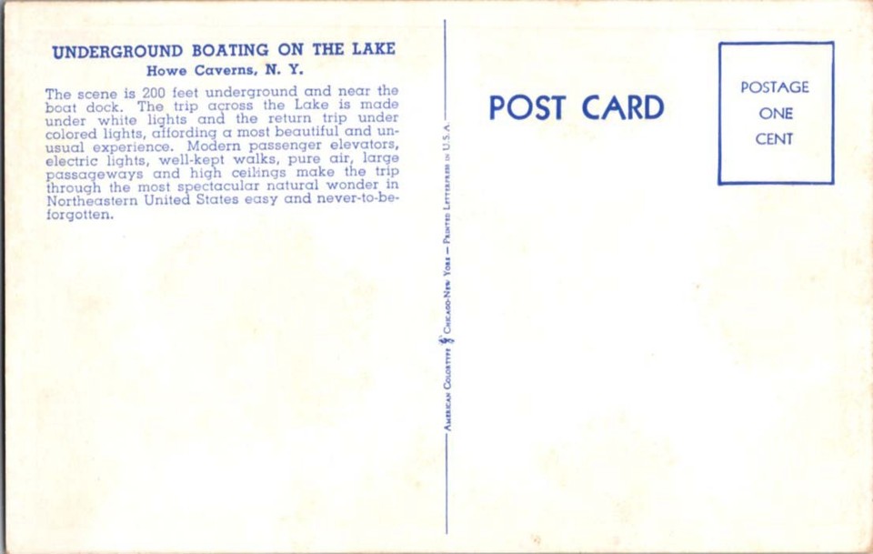 Pre-1980 UNDERGROUND BOAT DOCK Howe Caverns New York NY n/15 BB8596 | eBay