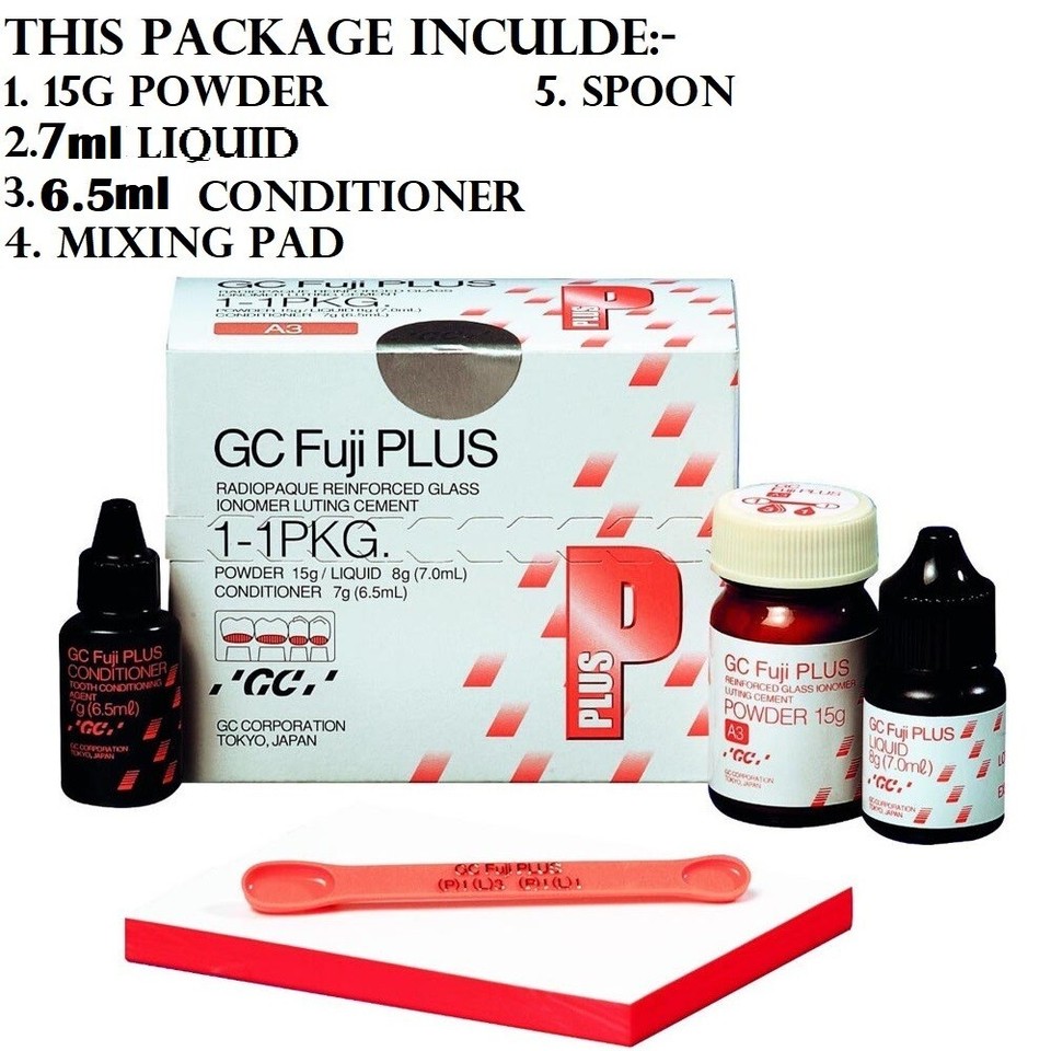 GC Fuji Plus Luting Cement Powder 15g / Liquid 7mL / Conditioner 6.5mL ...