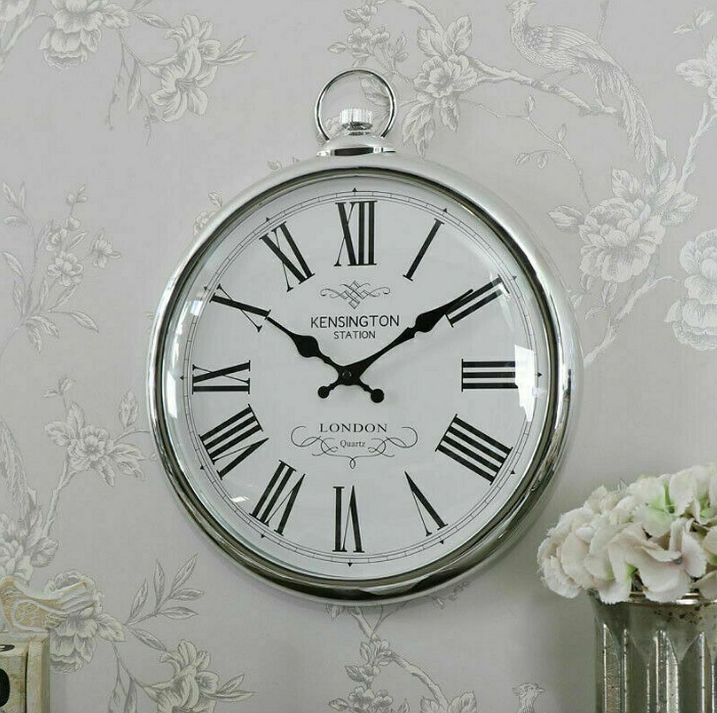 Large Wall Clock Pocket Fob Watch Round Vintage Retro Decor Style ...