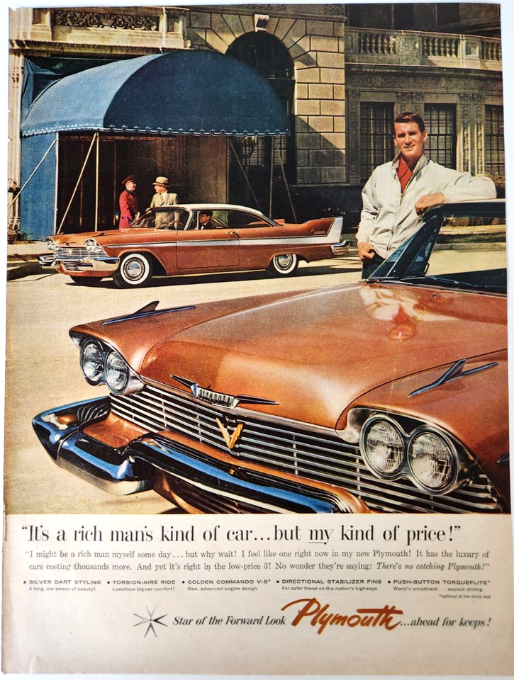Plymouth Fury Sedan Vintage 1957 Car Ad Magazine Print Automobile | eBay