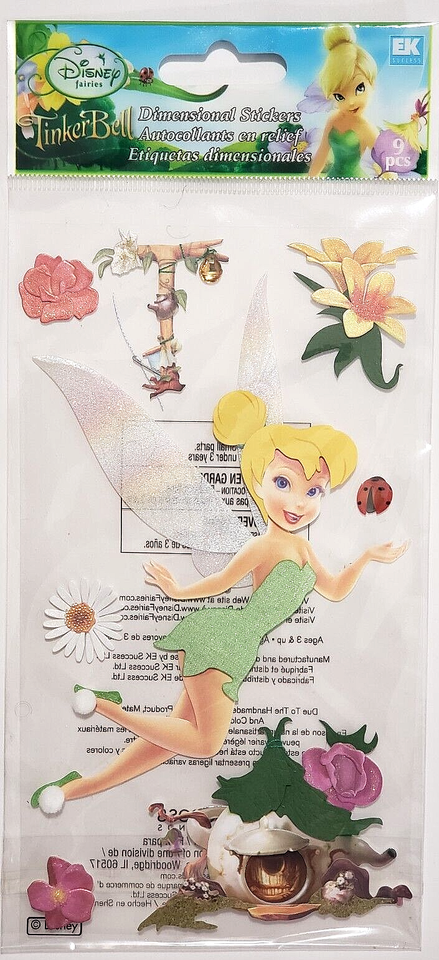 EK SUCCESS Disney Fairies TINKER BELL Dimensional Stickers - 9 pcs | eBay