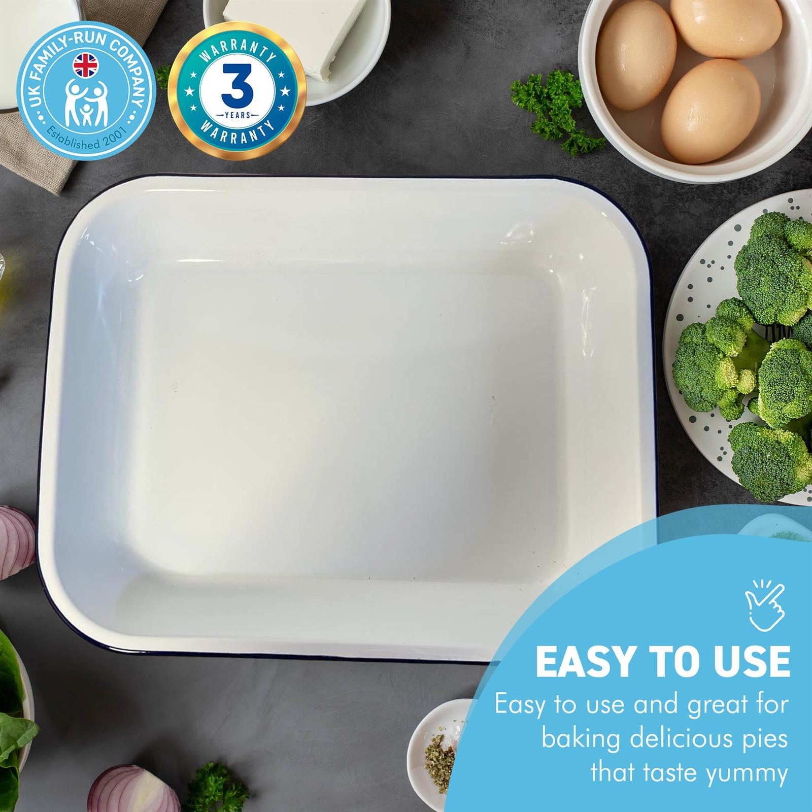 CLASSIC BLUE and WHITE ENAMEL BAKING TRAY| Enamelware | Ovenware ...