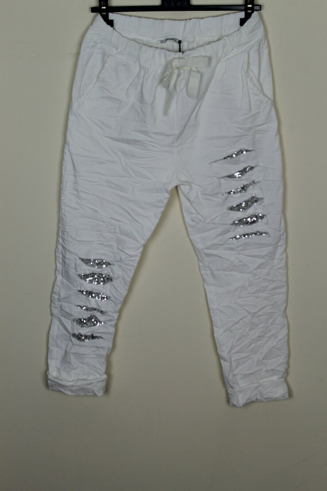Women Ladies Magic Sequin Ripped Trouser Soft Stretch Comfy Jogger ...