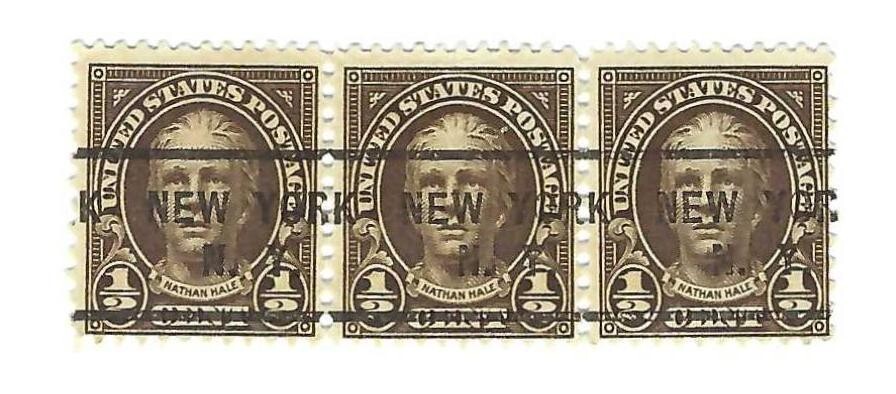 STAMPS US SCOTT 551 "Nathan Hale" 1/2 CENT 1925 PRECANCEL STRIP OF 3 | eBay